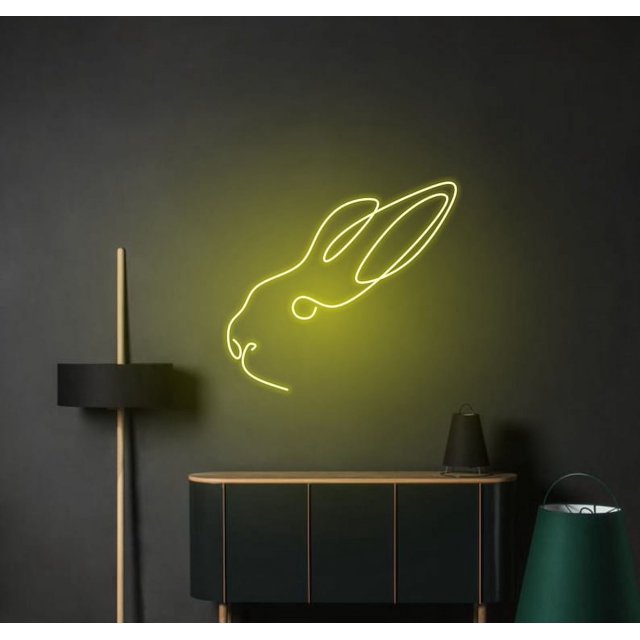 Handmadetneonsign Rabbit LED Neon Sign, Cute Bunny Neon Sign, 3D Bunny ...