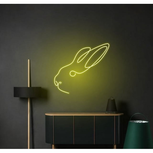 Handmadetneonsign Rabbit LED Neon Sign, Cute Bunny Neon Sign, 3D Bunny ...