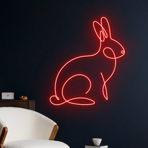 Handmadetneonsign Rabbit Neon Sign, Bunny Neon Light, Easter Rabbit Led ...