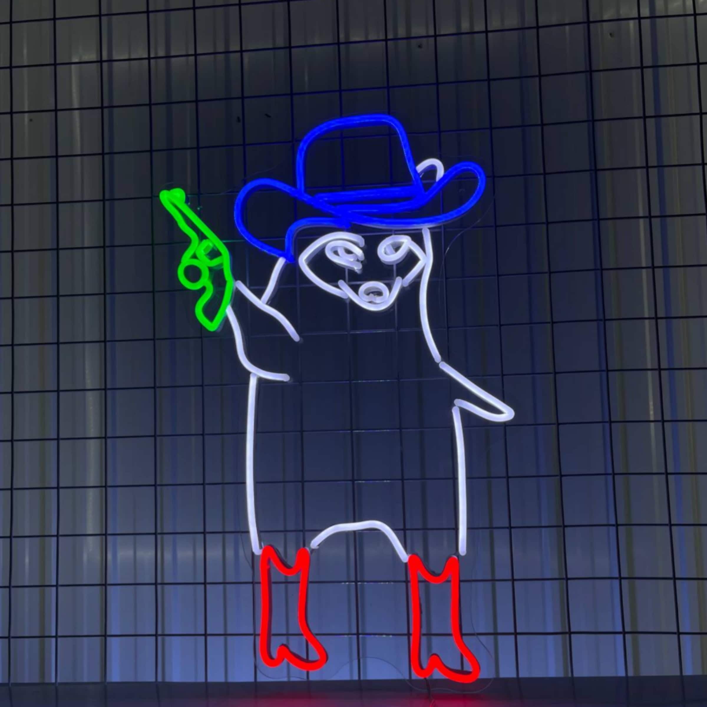 Handmadetneonsign Raccoon Cowboy Led Sign, Raccoon Cowboy Neon Light ...