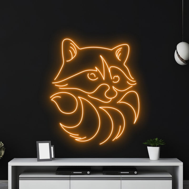 Handmadetneonsign Raccoon Neon Sign, Cute Raccoon Room Neon Led Art ...