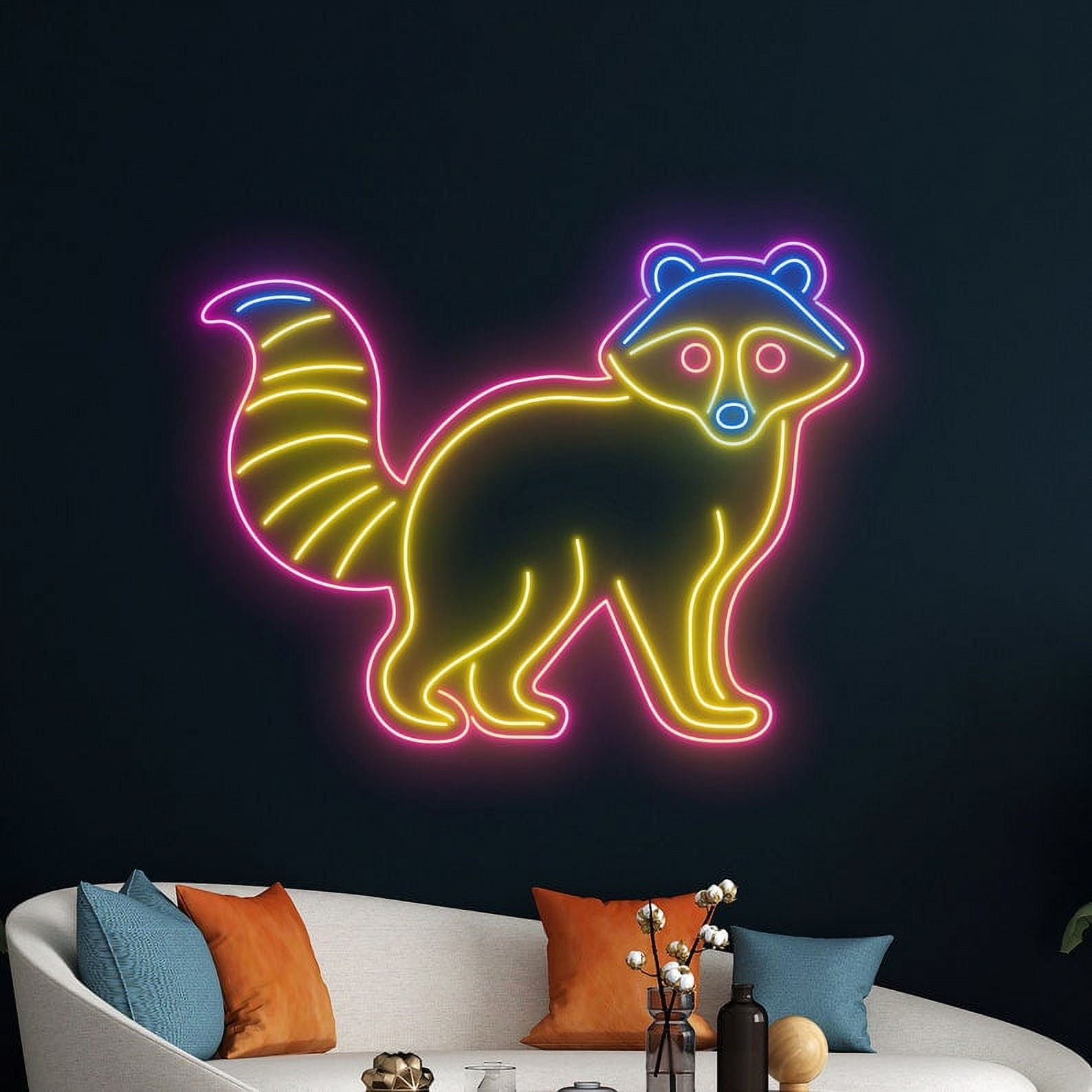 Handmadetneonsign Raccoon Neon Sign, Raccoon Neon Art Decor, Wild ...