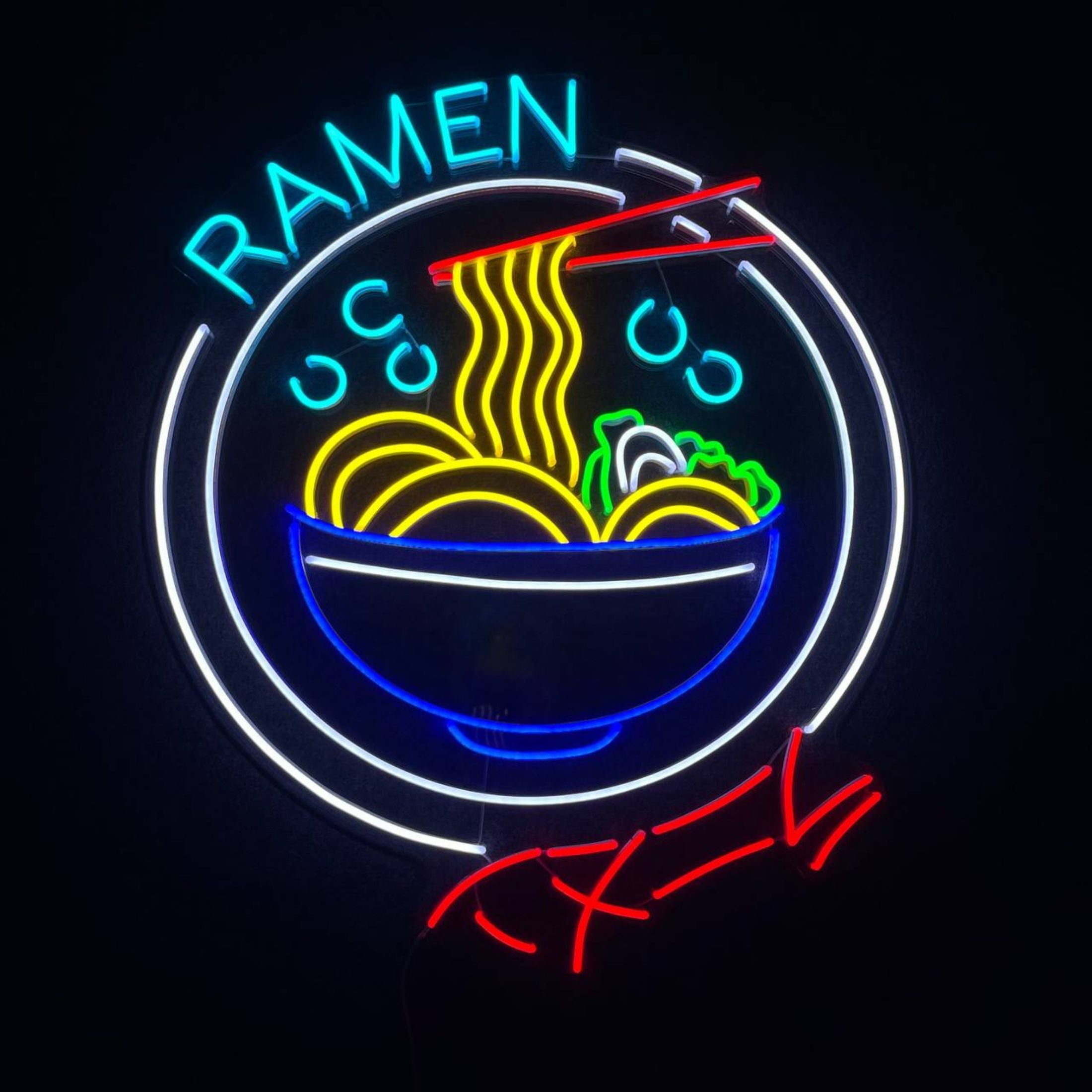 Handmadetneonsign Ramen Neon Sign, Delicious Flying Noodles Wall Art ...