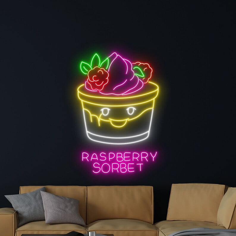Handmadetneonsign Raspberry Sorbet Neon Sign, Raspberry Sorbet Wall Art ...