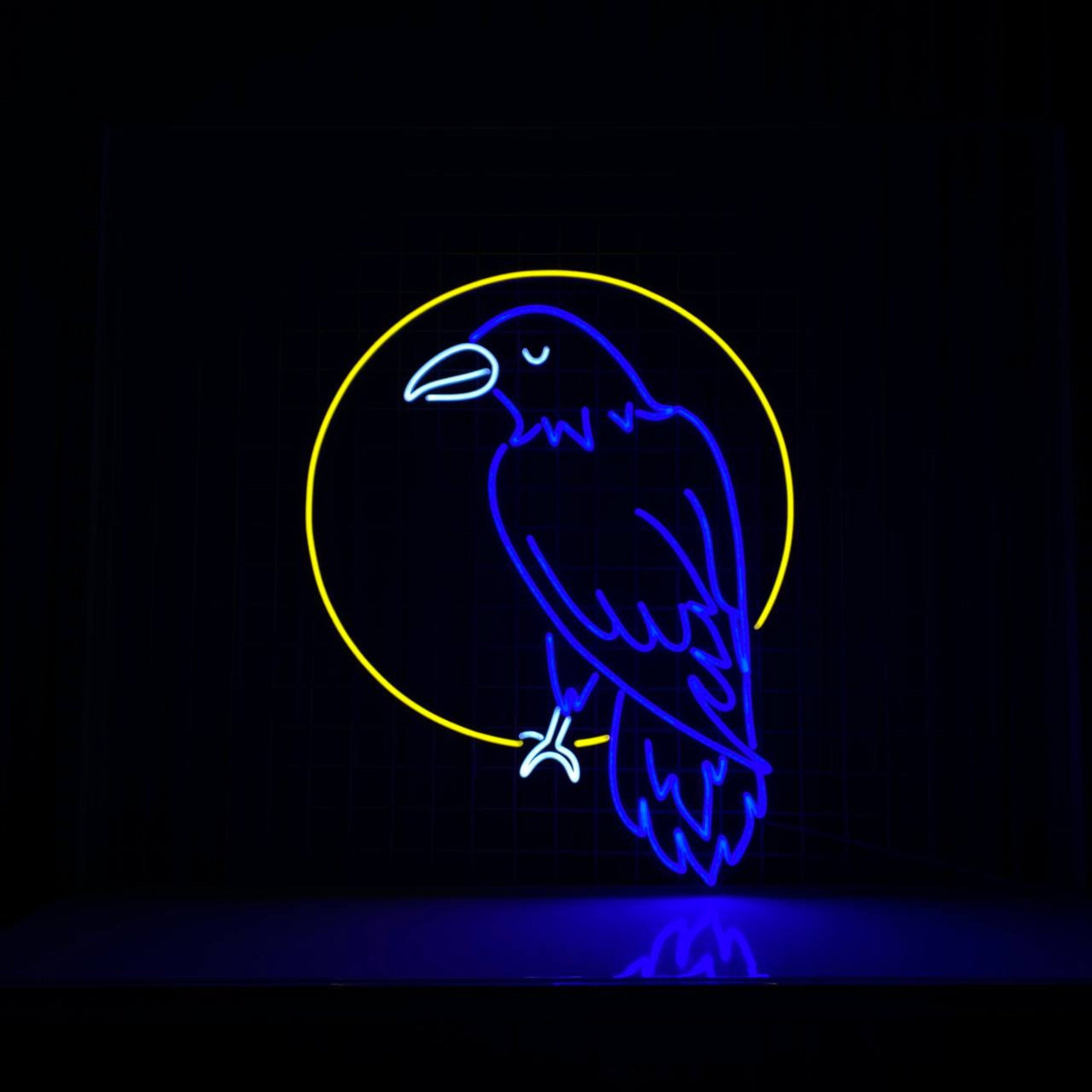 Handmadetneonsign Raven Neon Sign, Crow Neon Light, Raven Bird Led ...