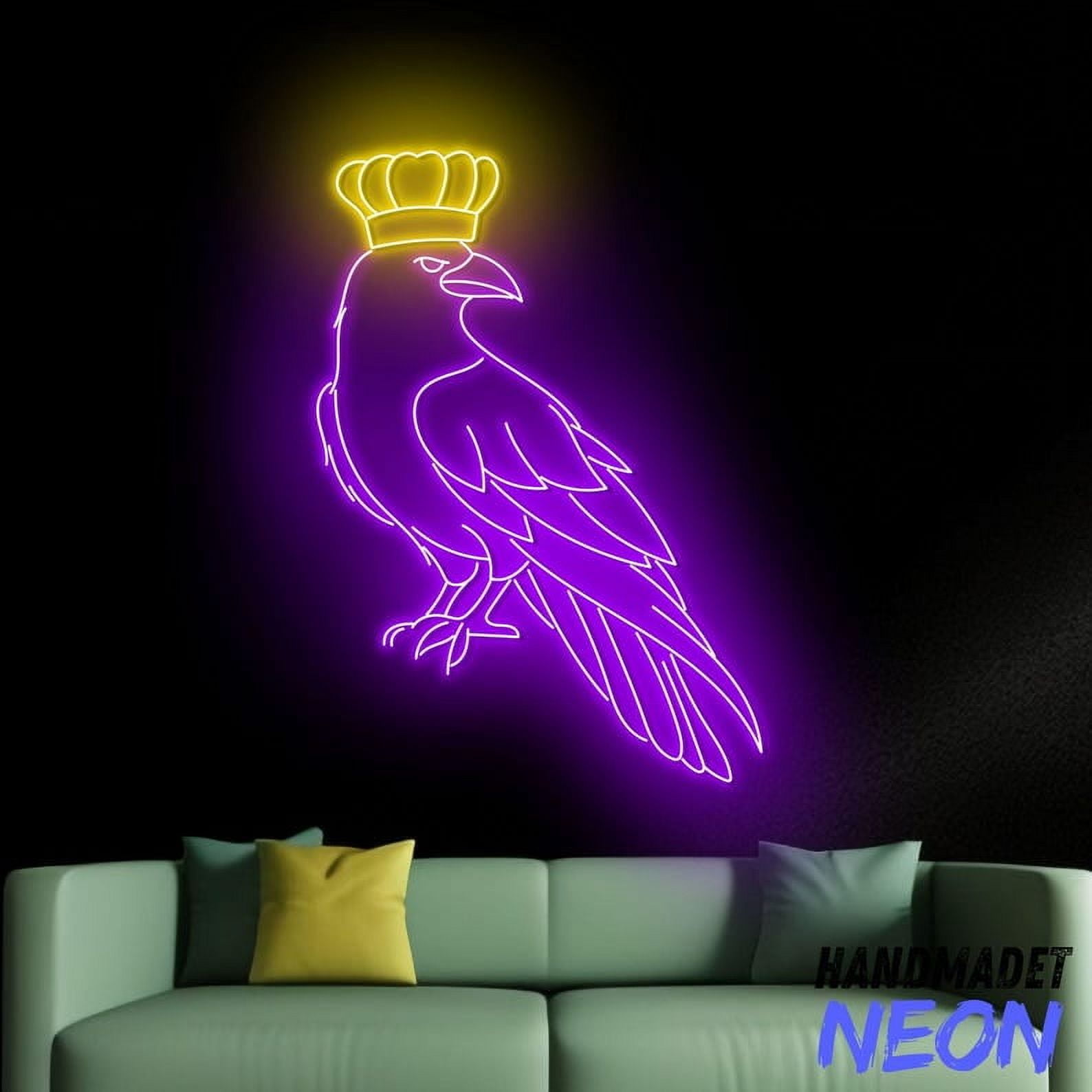 Handmadetneonsign Raven With Crown Neon Sign, Raven Led Sign, Raven ...