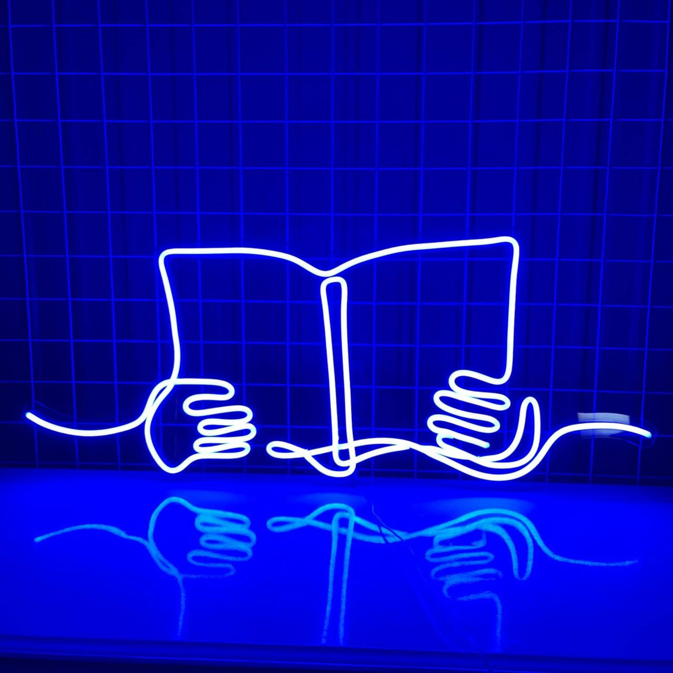 Handmadetneonsign Reading Book Neon Sign, Bookish Library Wall Art ...