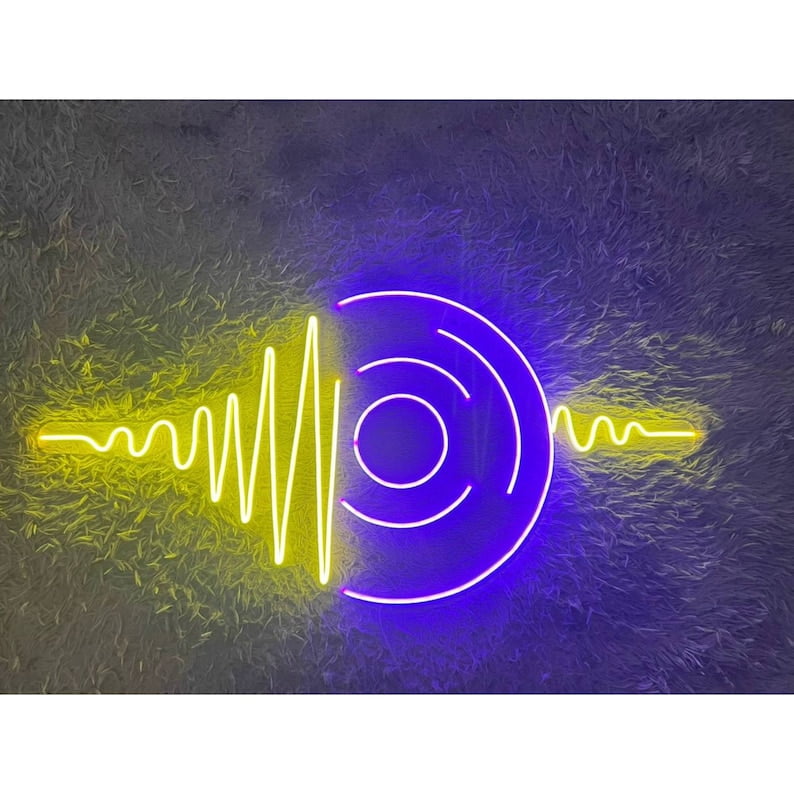 Handmadetneonsign Record Disc Wall Art, Music Sound Wave Wall Decor ...