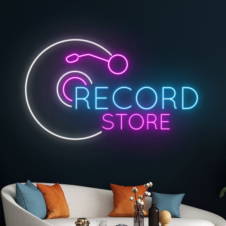 Handmadetneonsign Record Store Led Sign, Recorder Neon Light, Disc ...