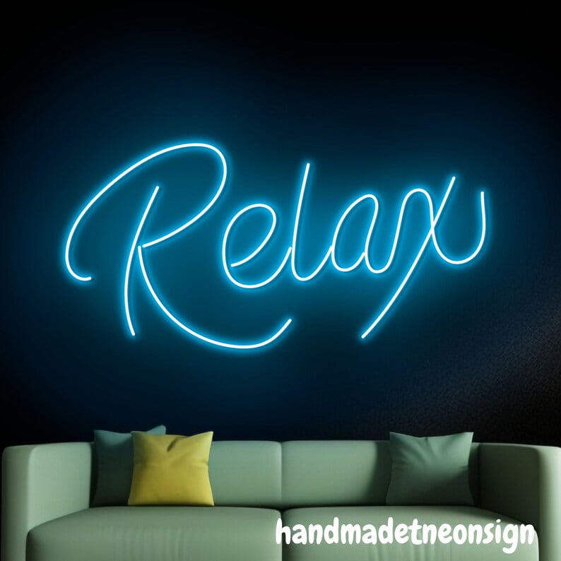 Handmadetneonsign Relax Neon Sign, Relax Text Wall Art Decor, Club Wall ...