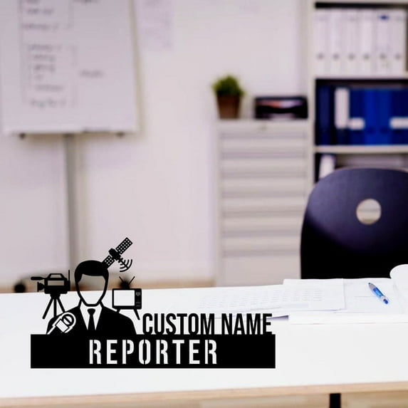 Handmadetneonsign Reporter Metal Nameplate, Reporter Desk Nameplate ...
