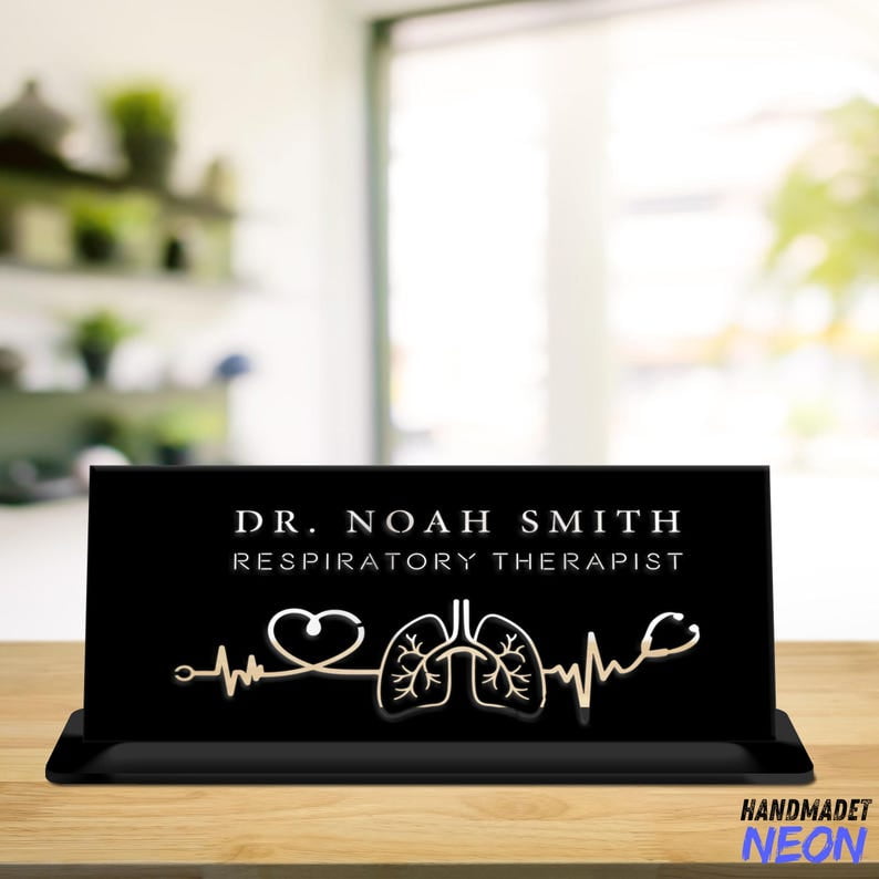 Handmadetneonsign Respiratory Therapist Metal Name Plate, Engraved Desk ...