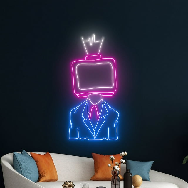 Handmadetneonsign Retro TV Head Neon Sign, Retro Television Device Led ...