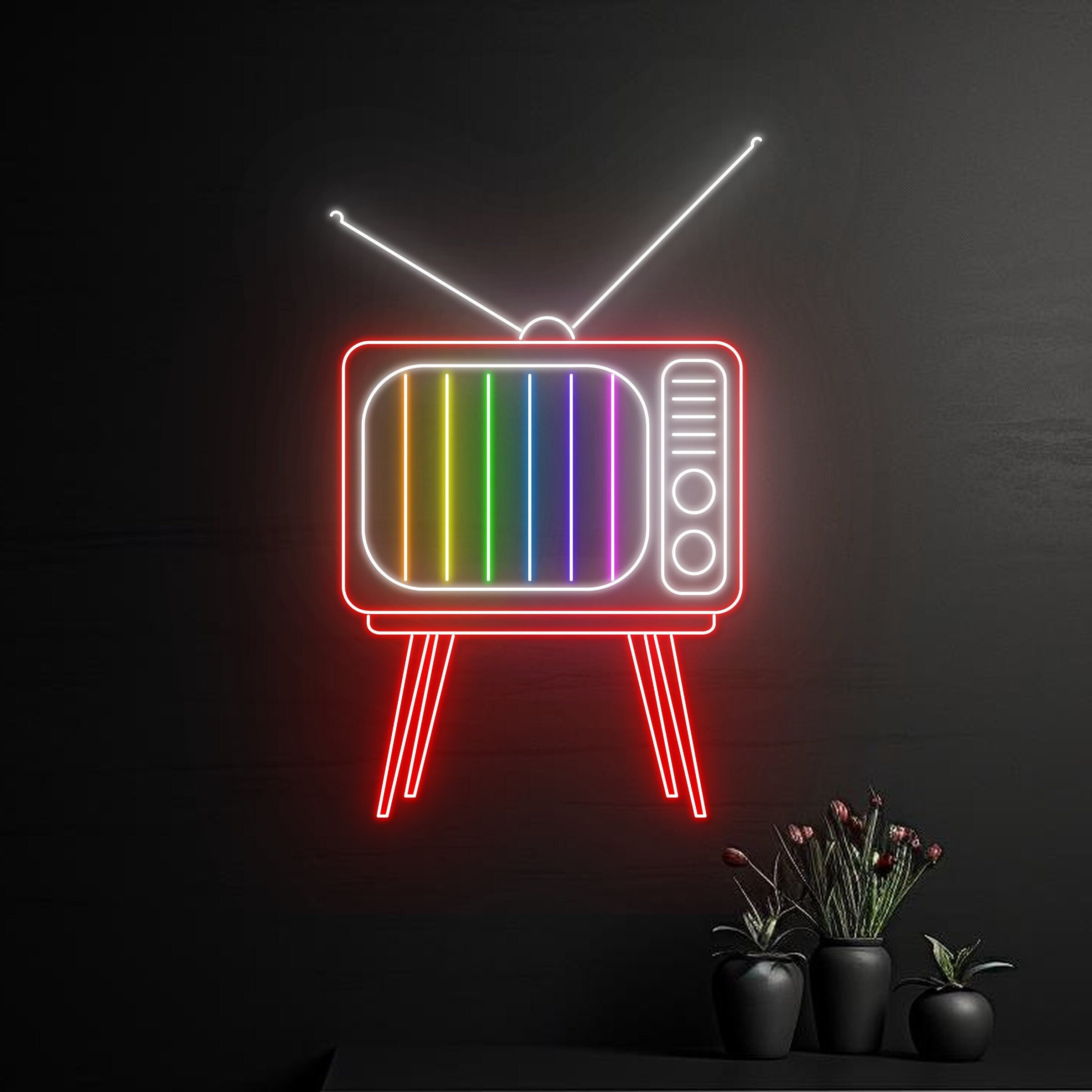 Handmadetneonsign Retro TV Neon Sign, Retro Television Device Led Sign ...