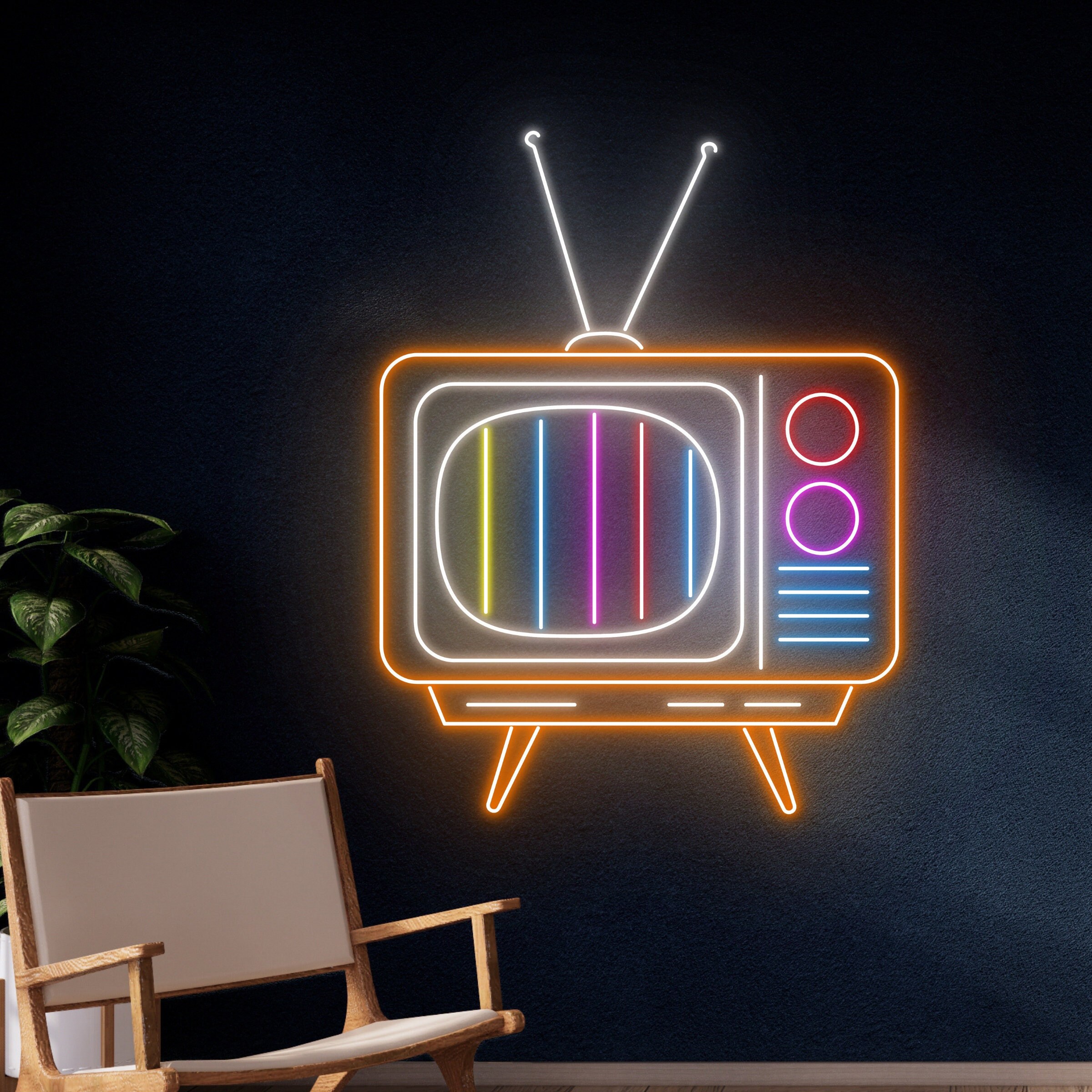 Handmadetneonsign Retro TV Neon Sign, Retro Television Device Led Sign ...
