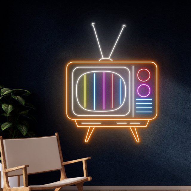 Handmadetneonsign Retro TV Neon Sign, Retro Television Device Led Sign ...
