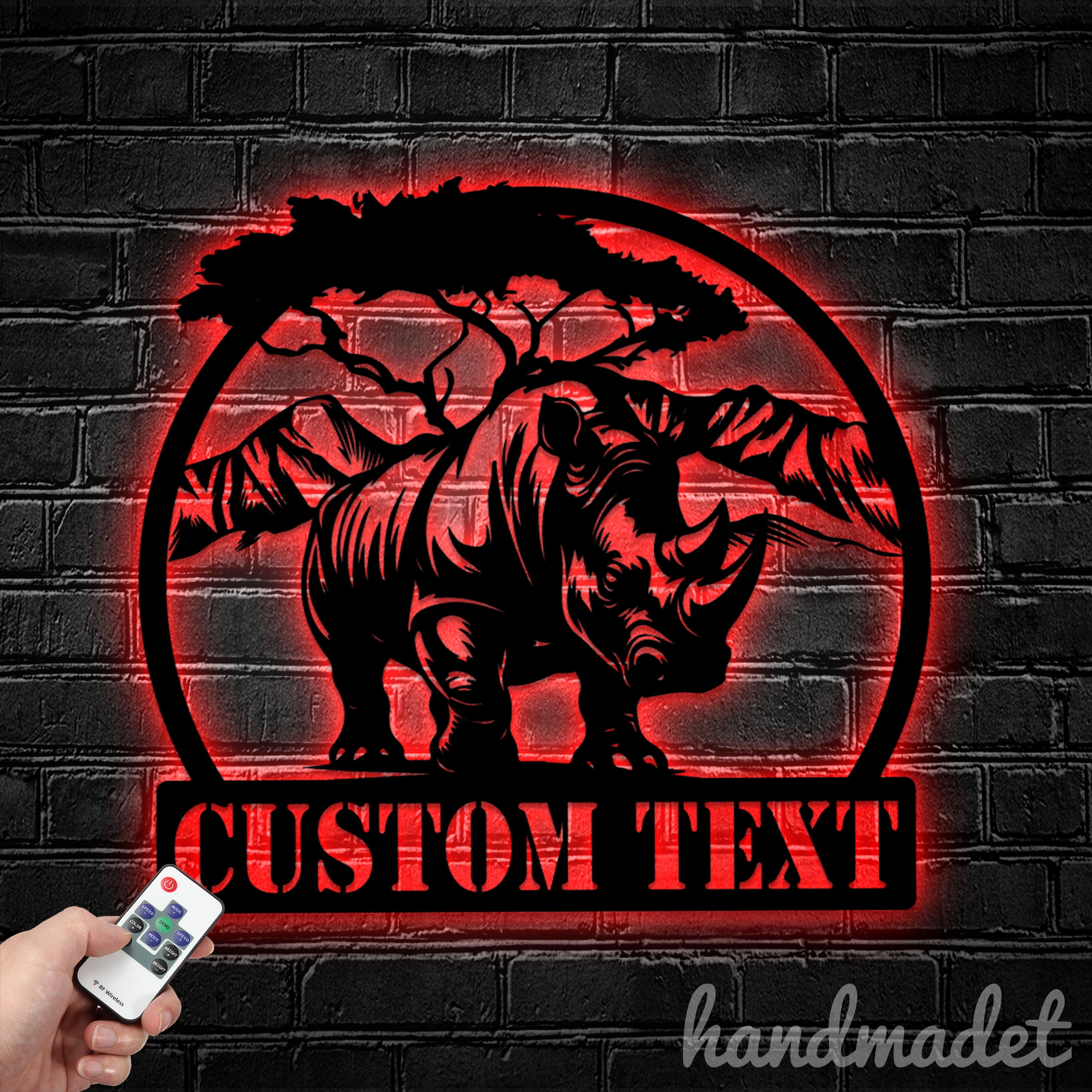 Handmadetneonsign Rhinoceros Metal Wall Art Light, Rhinoceros Metal ...