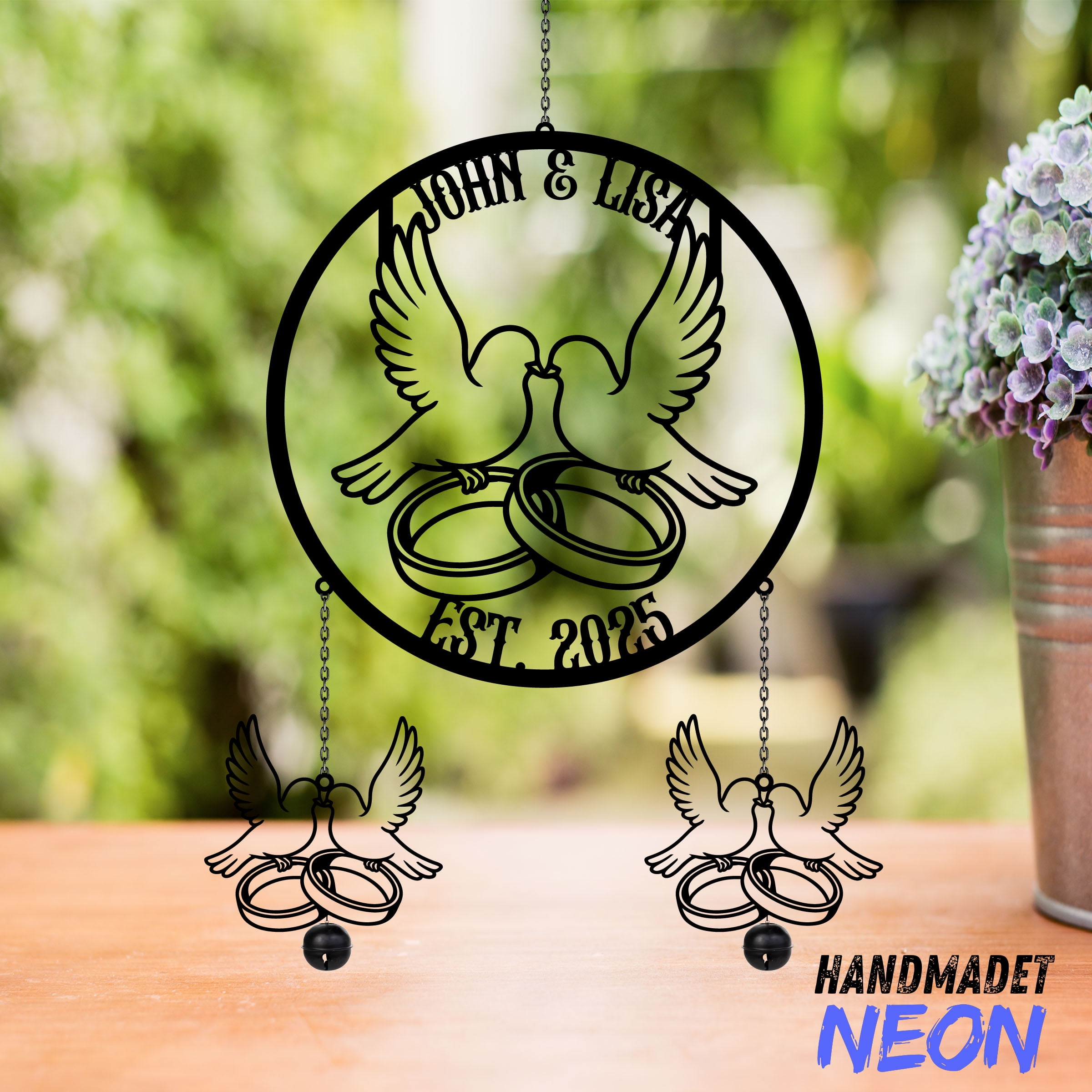 Handmadetneonsign Rings Engagement Gift Wind Chimes, Custom Bird ...