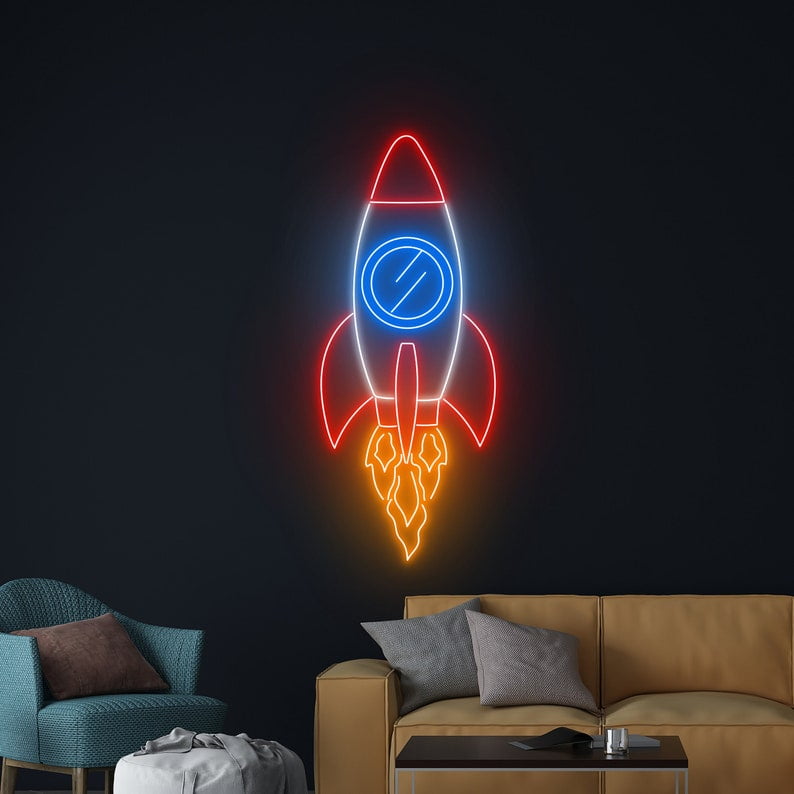 Handmadetneonsign Rocket Neon Sign, Spacecraft Wall Art Decor ...