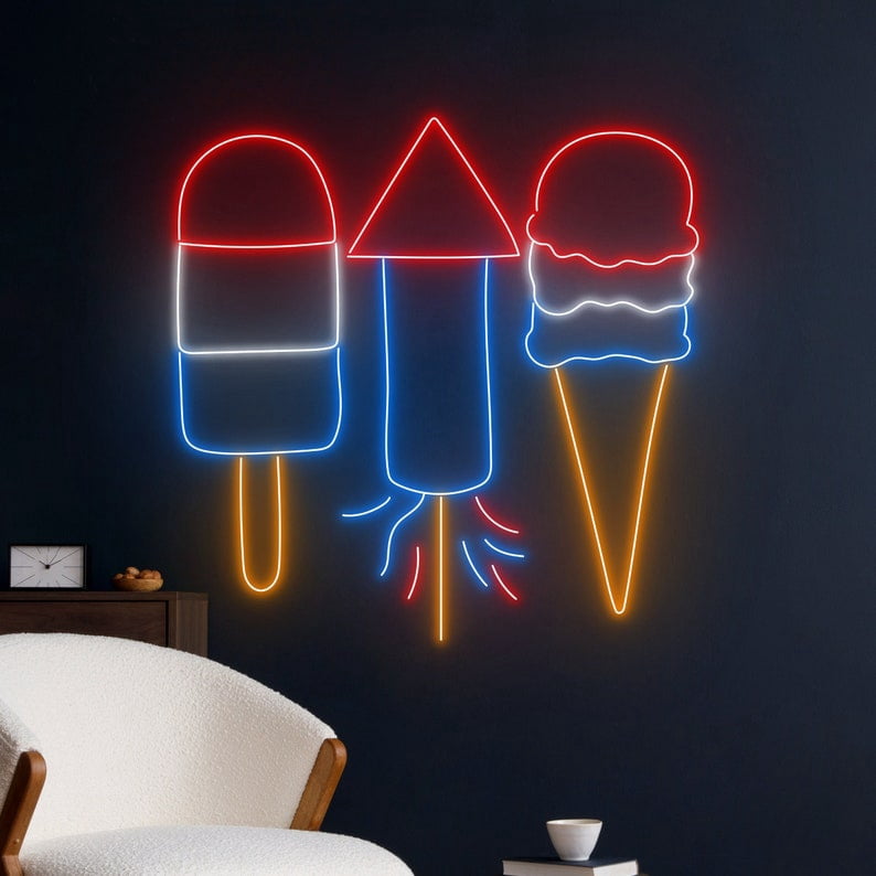 Handmadetneonsign Rocket Popsicle Ice Cream Neon Sign, Ice Cream Wall ...