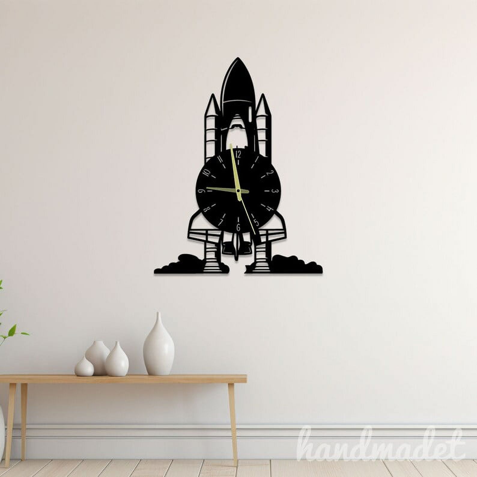 Handmadetneonsign Rocket Wall Clock Unique, Rocket Round Wall Clock ...
