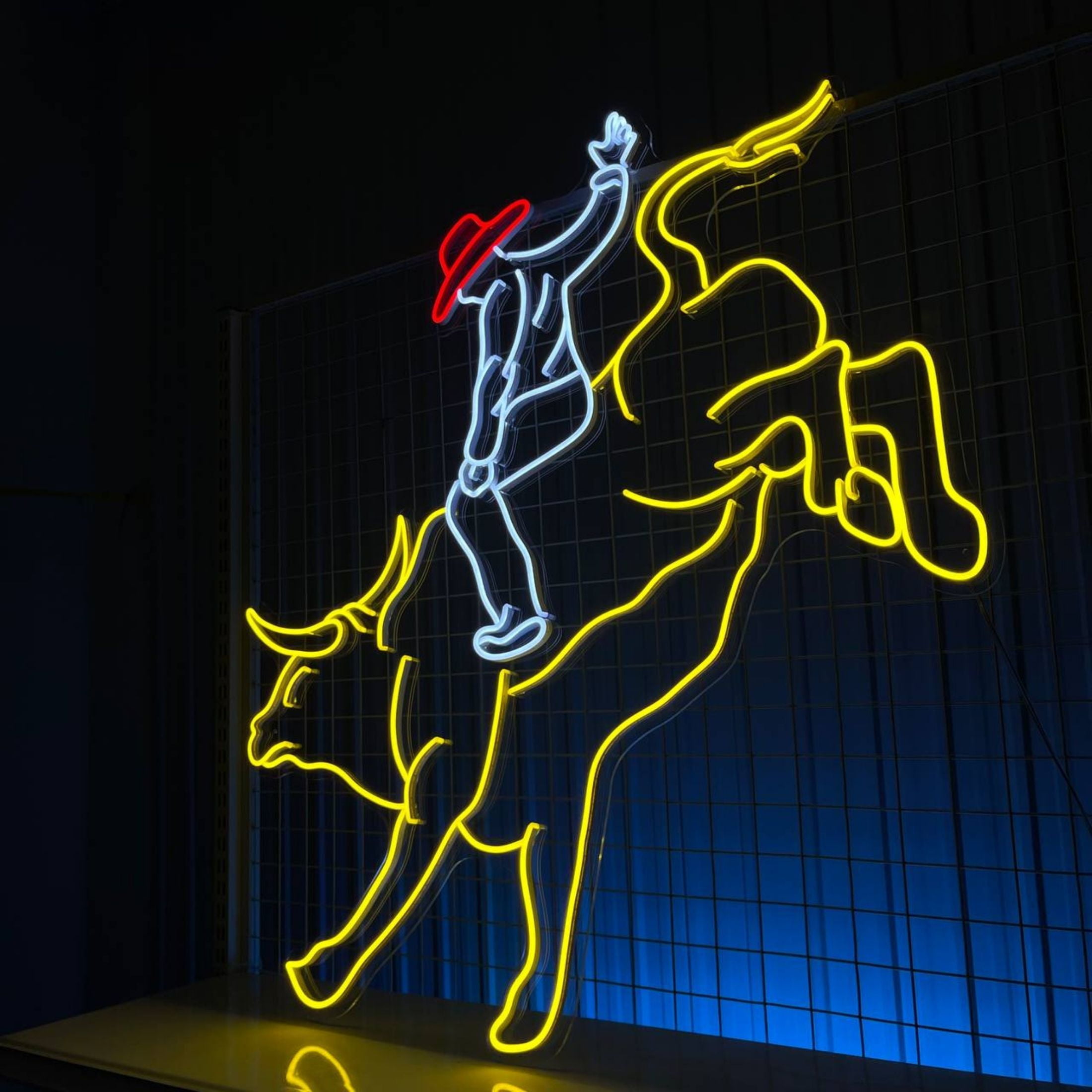 Handmadetneonsign Rodeo Neon Sign, Cowboy Rides Bull Wall Art Decor ...