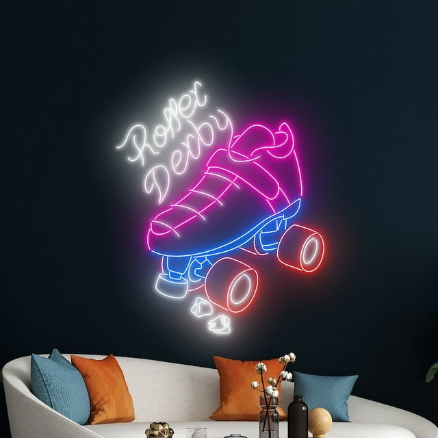Handmadetneonsign Roller Derby Neon Sign, Rolling Derby Skate Led Sign ...