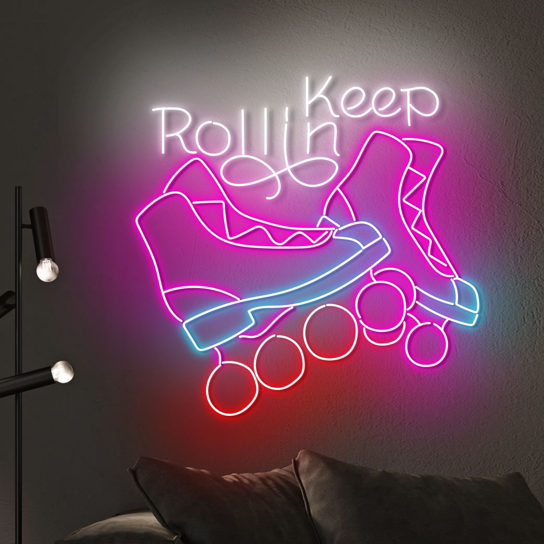 Handmadetneonsign Rolling Keep Neon Sign, Roller Skate Wall Art Decor, Roller Skate Wall Decor ...