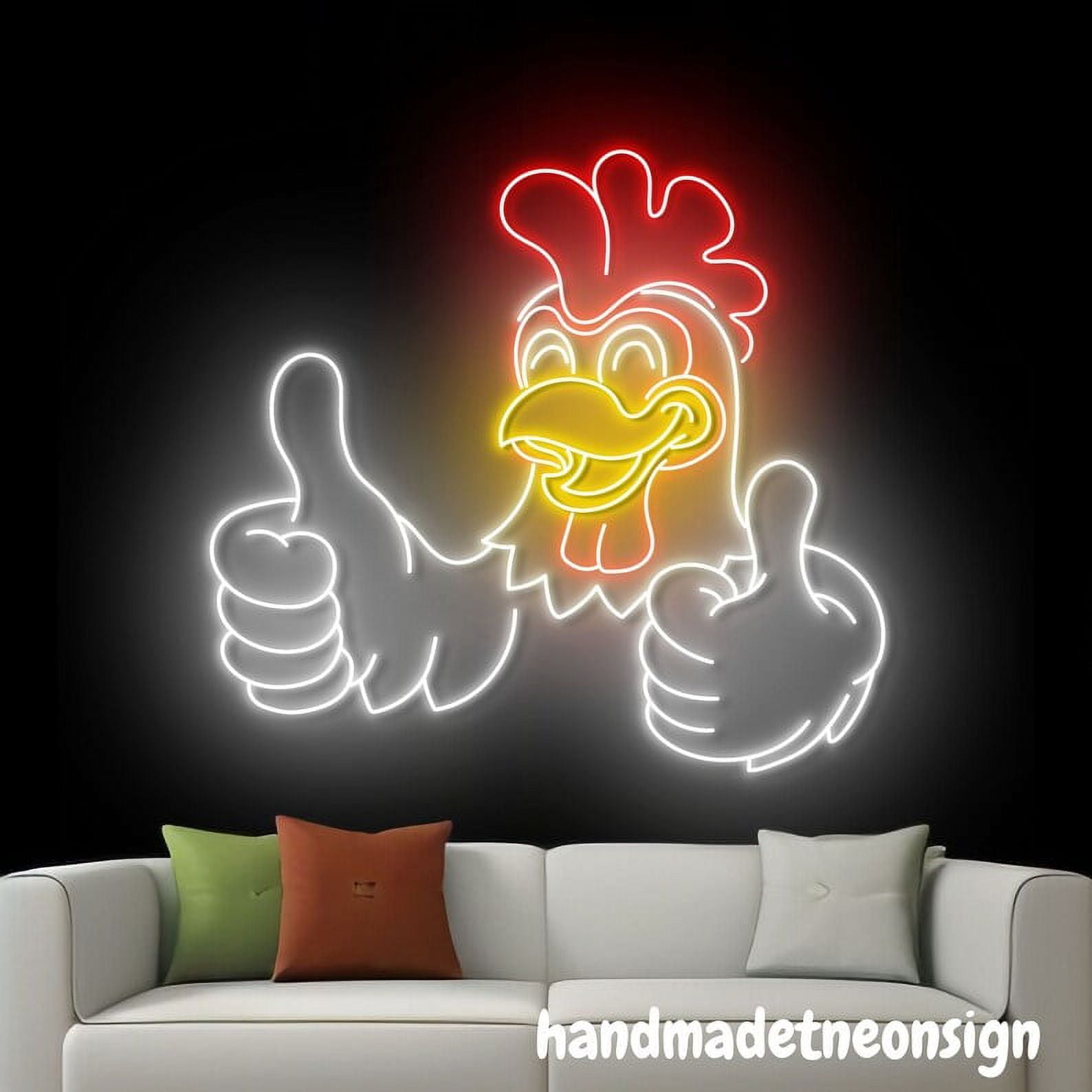 Handmadetneonsign Rooster Giving A Thumbs Up Neon Wall Sign, Chick Wall ...