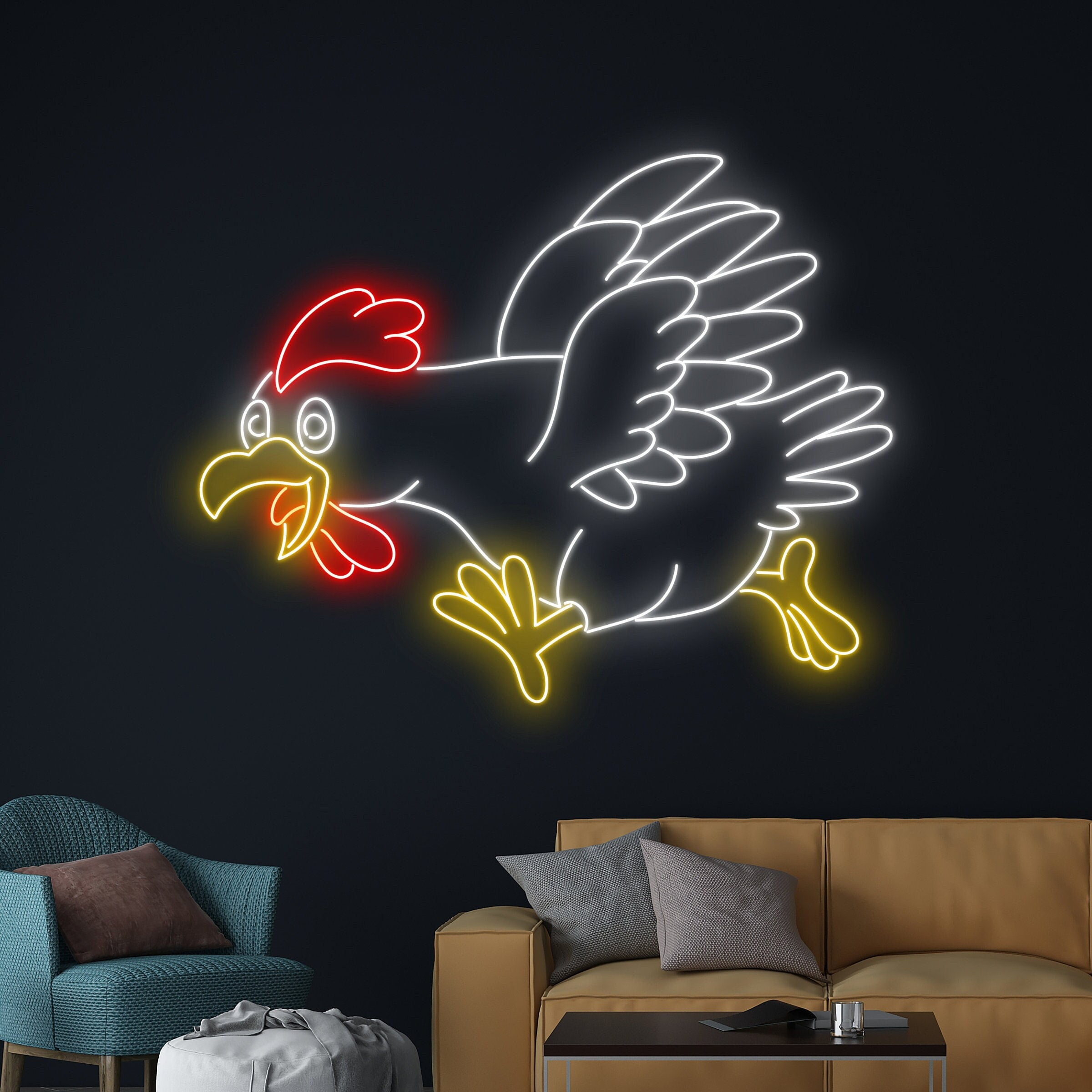 Handmadetneonsign Rooster Neon Light, Chicken Led Light, Rooster Led ...