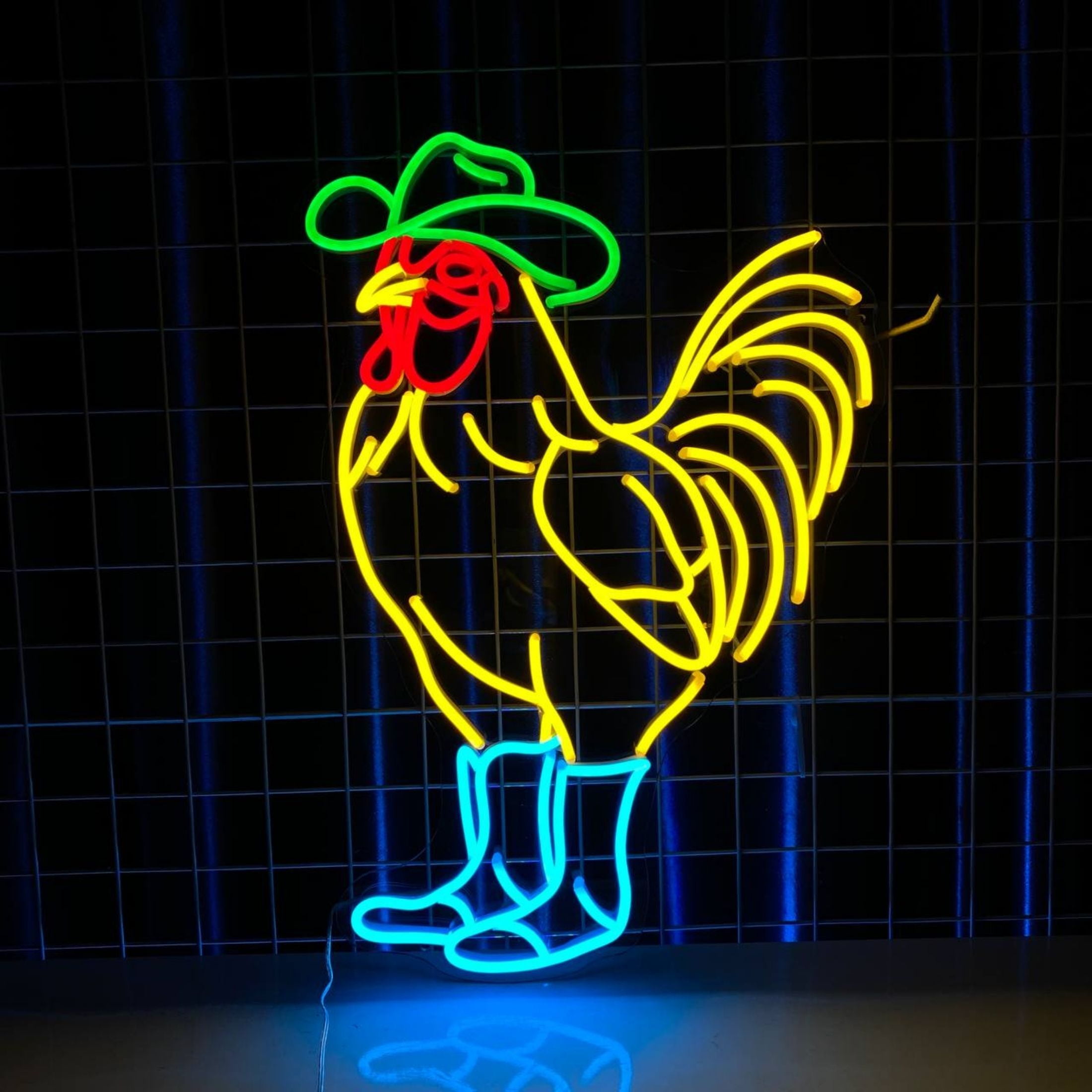 Handmadetneonsign Rooster Neon Sign, Cowboy Rooster Wall Art Decor ...