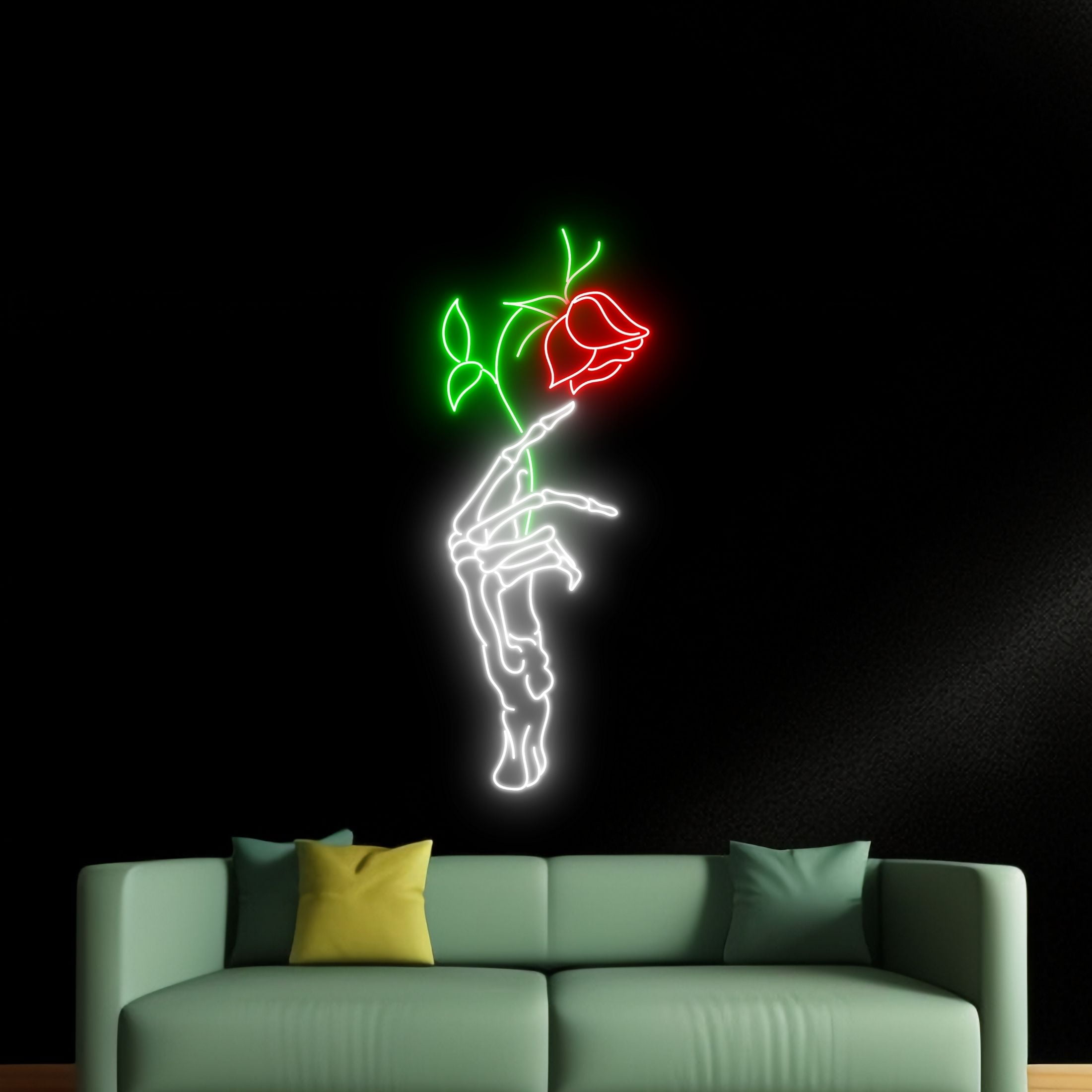 Handmadetneonsign Rose Flower Hand Neon Sign, Roses Wall Art Decor ...