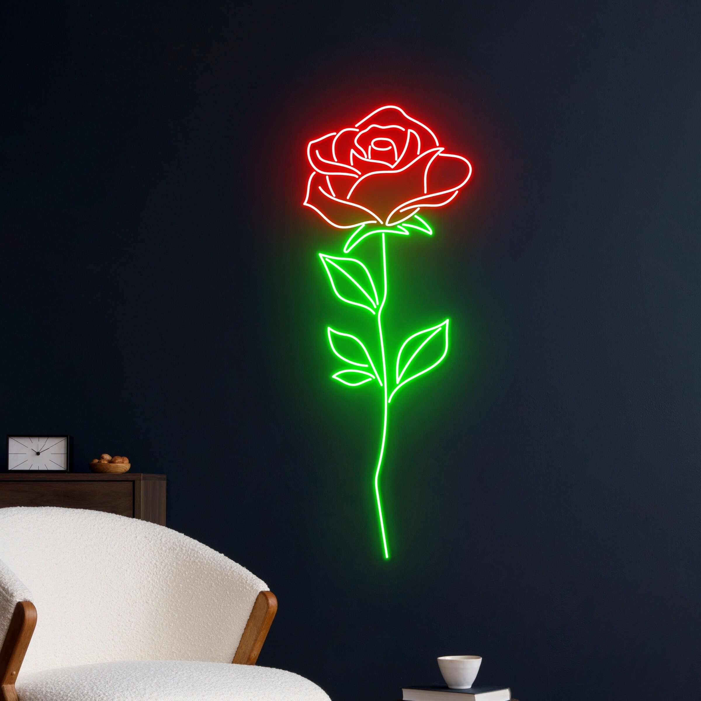 Handmadetneonsign Rose Flower Led Sign, Rose Flower Neon Sign, Rose ...