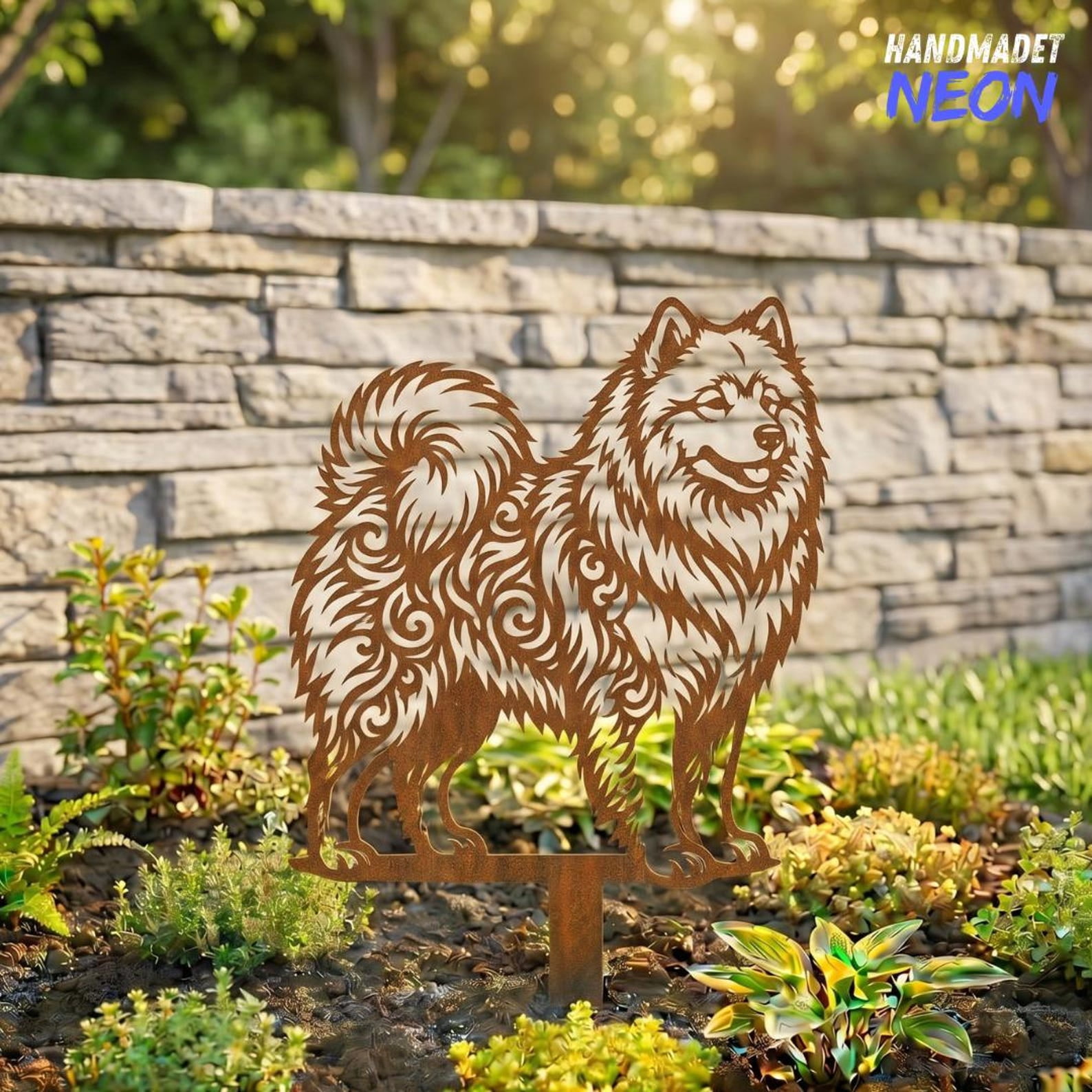 Handmadetneonsign Rusted Samoyed Metal Garden Stake, Dog Grave Marker ...