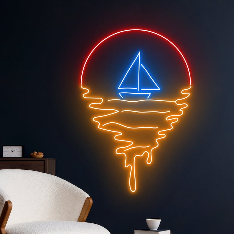Handmadetneonsign Sailing Boat Neon Sign, Sailboat Led Sign, Sail Boat ...