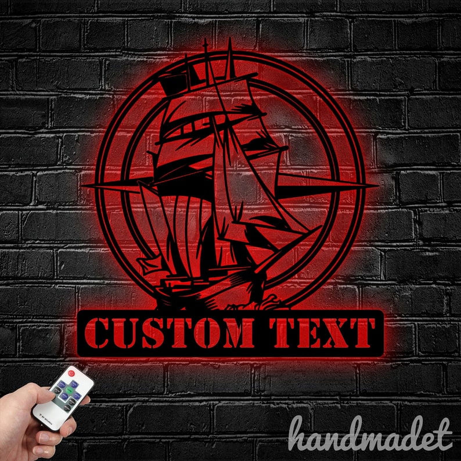 Handmadetneonsign Sailing Ship Metal Wall Art, Compass Metal Sign Wall ...