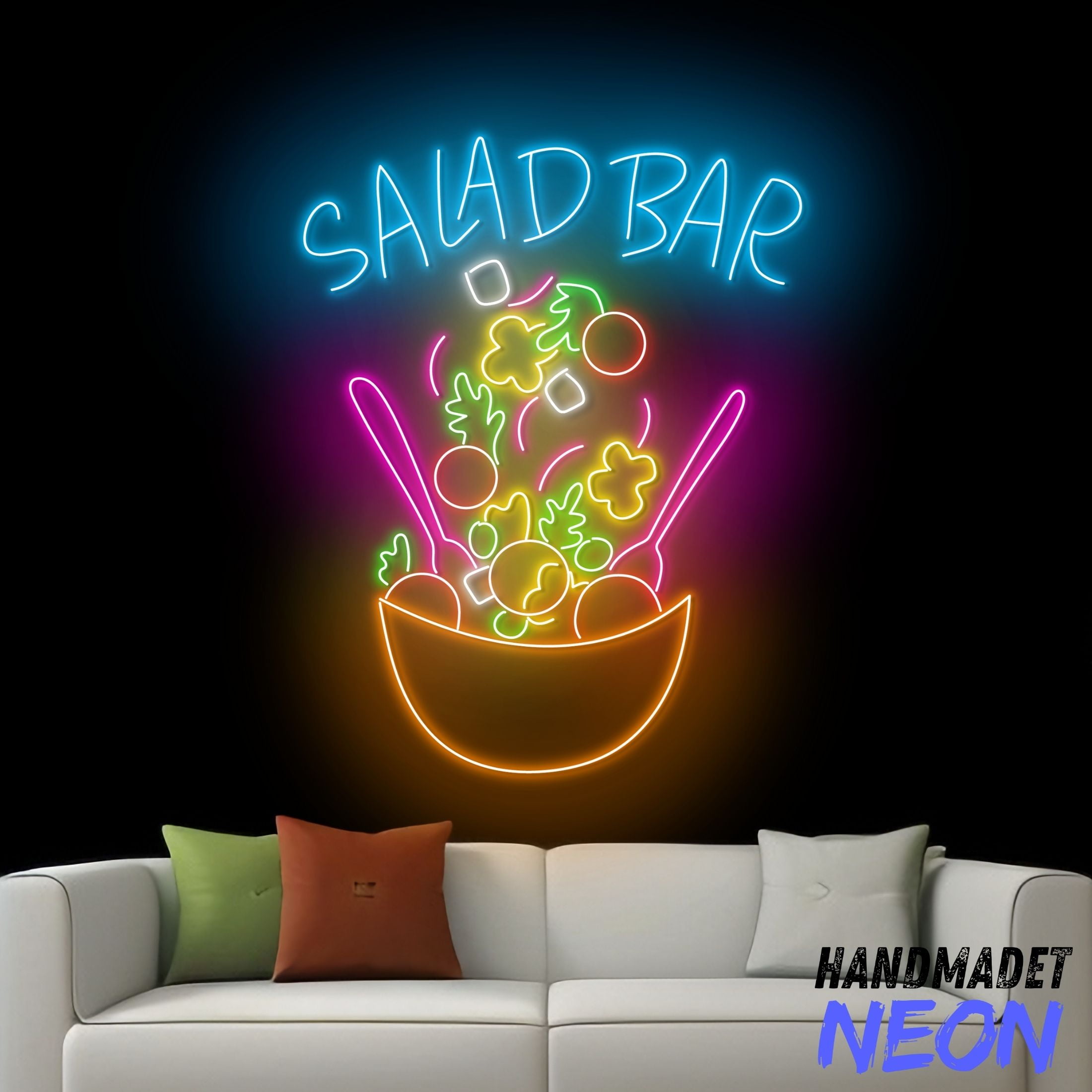 Handmadetneonsign Salad Bar Neon Sign, Salad Bowl Wal Art, Salad ...