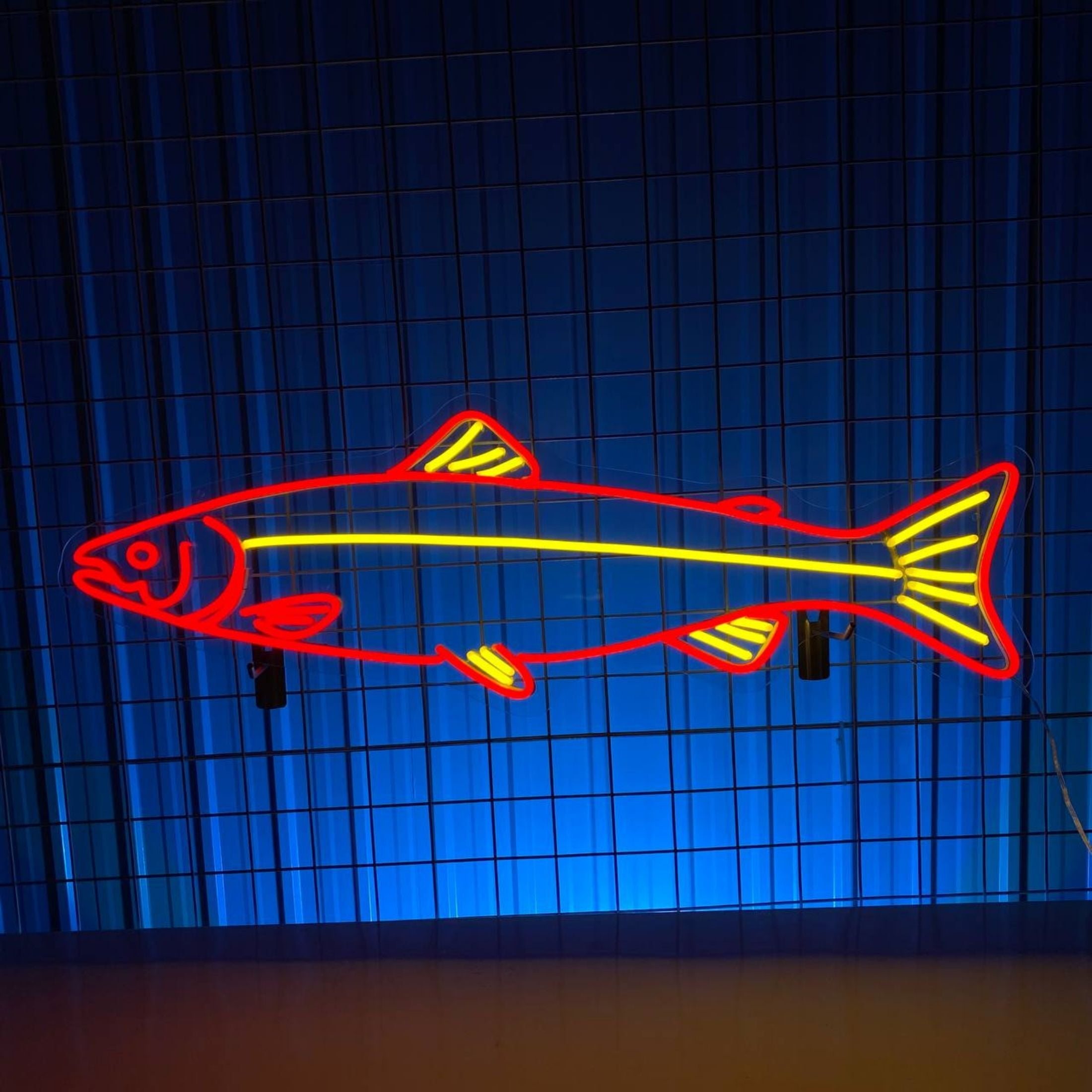Handmadetneonsign Salmon Fish Beach Neon Sign, Fishing Lover Wall Art ...