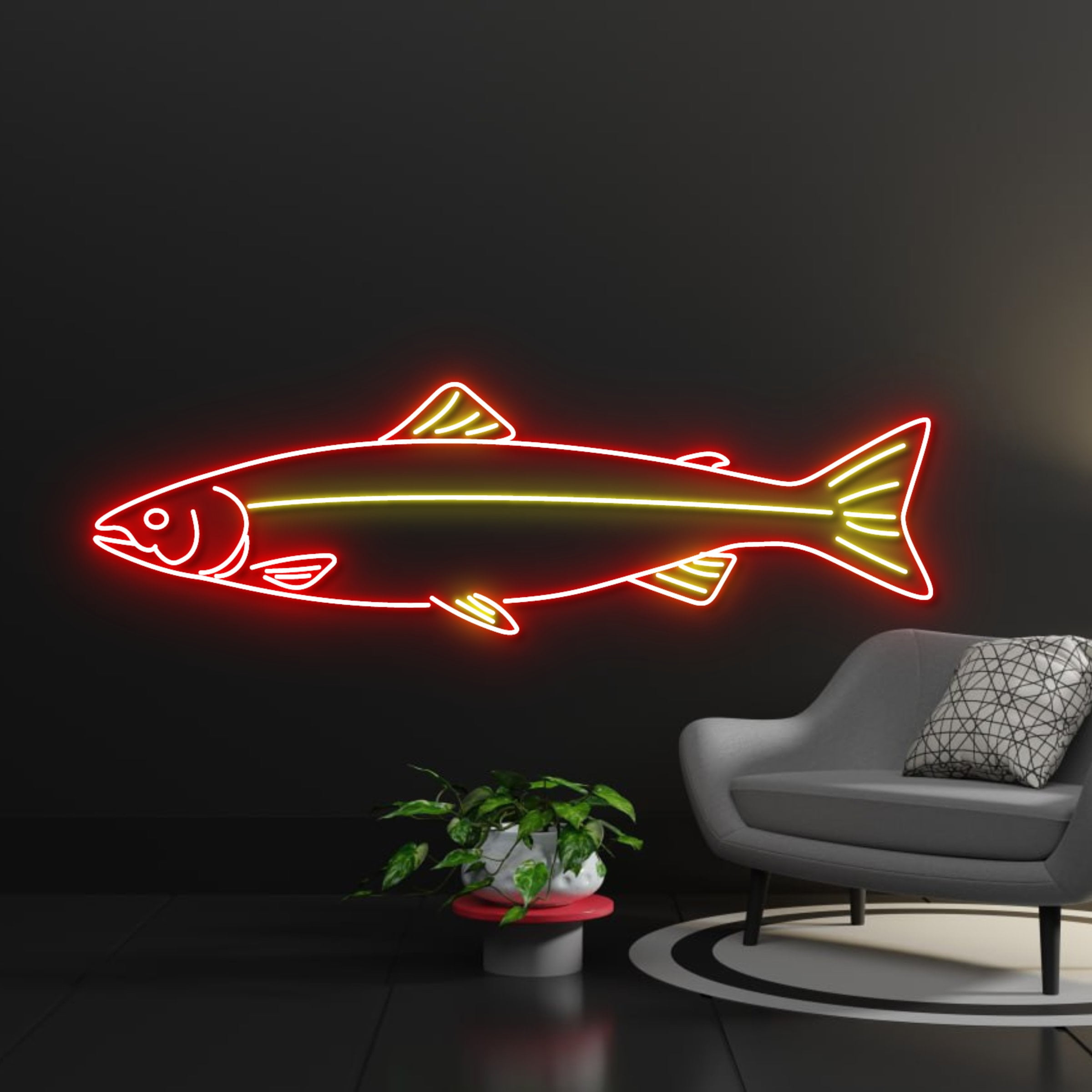 Handmadetneonsign Salmon Fish Led Sign, Salmon Neon Sign, Wall Decor ...