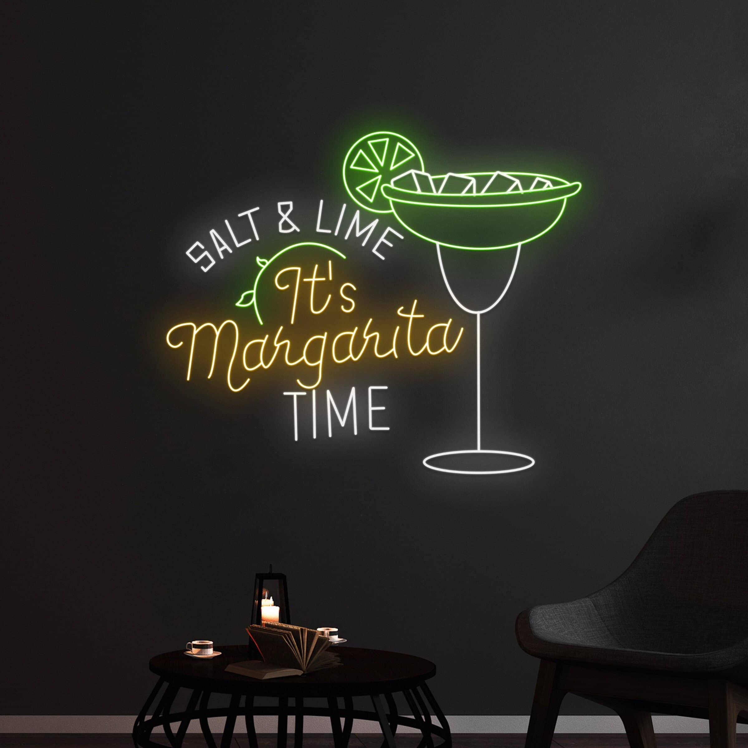 Handmadetneonsign Salt And Lime It's Margarita Time Neon Sign, Lime ...