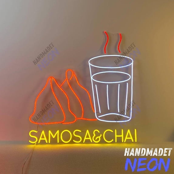 Handmadetneonsign Samosa and Chai Neon Sign, Indian Cuisine LED Wall ...