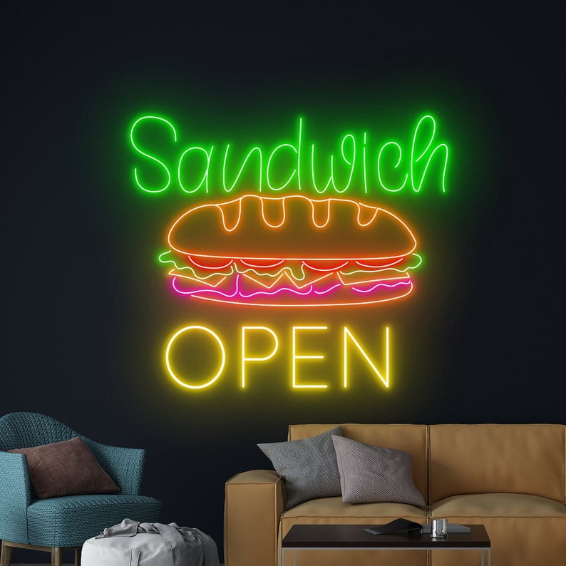 Handmadetneonsign Sandwich Open Neon Sign, Vietnamese Bread Wall Art ...
