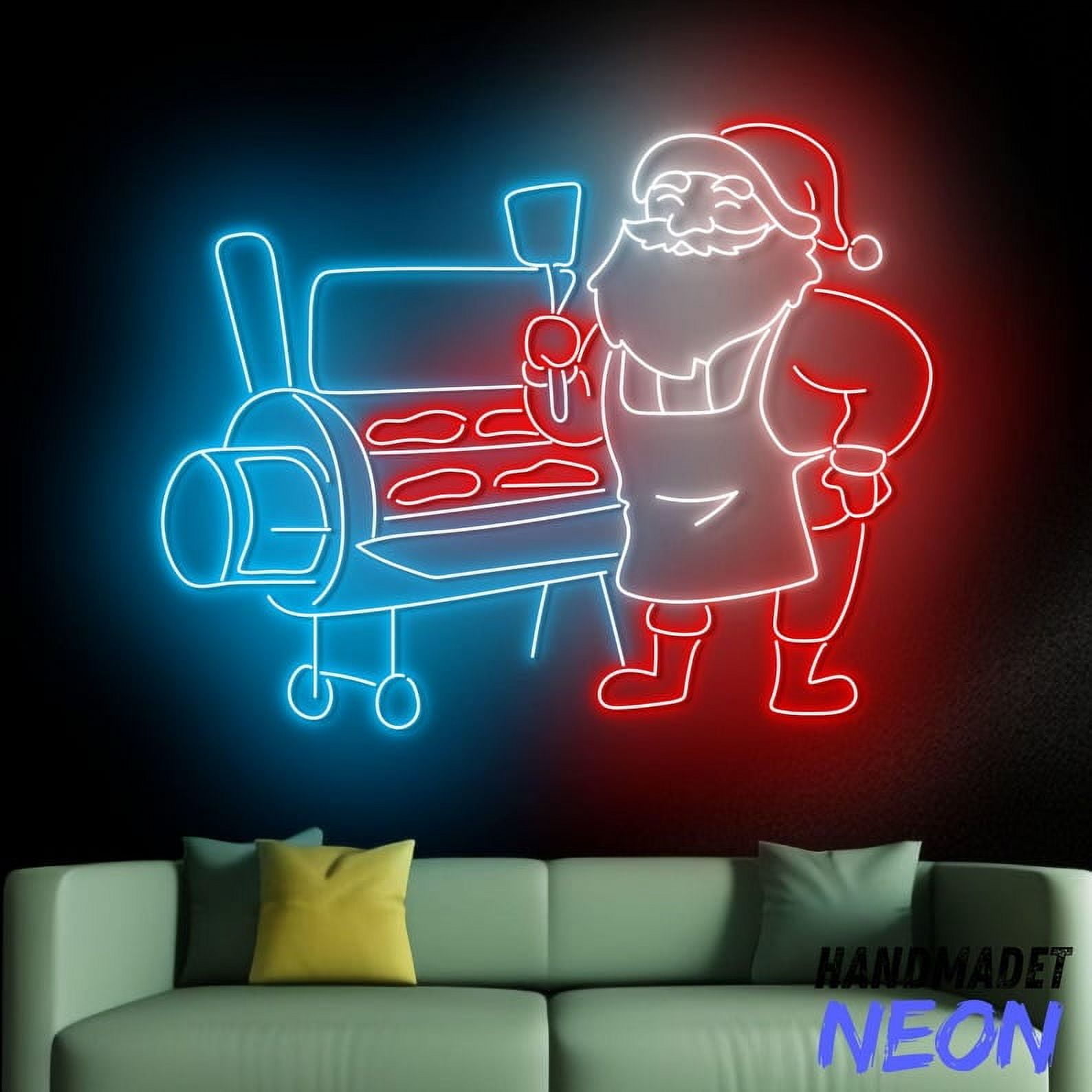 Handmadetneonsign Santa Barbecue Neon Sign, BBQ Led Sign, Christmas ...