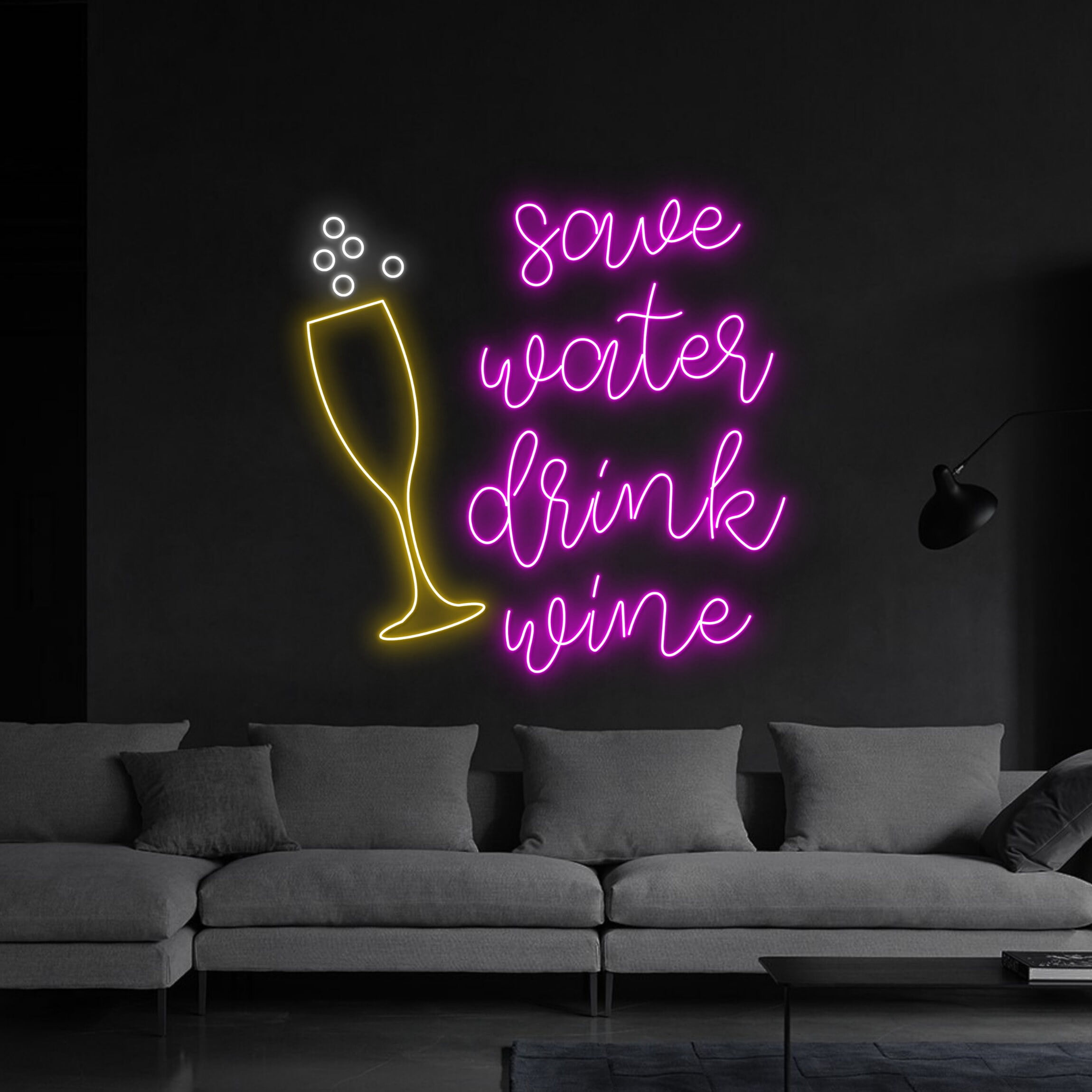 Handmadetneonsign Save Water Drink Champagne Led Sign, Drink Champagne ...