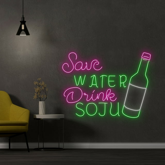 Handmadetneonsign Save Water Drink Soju Led Sign, Save Water Drink Soju ...