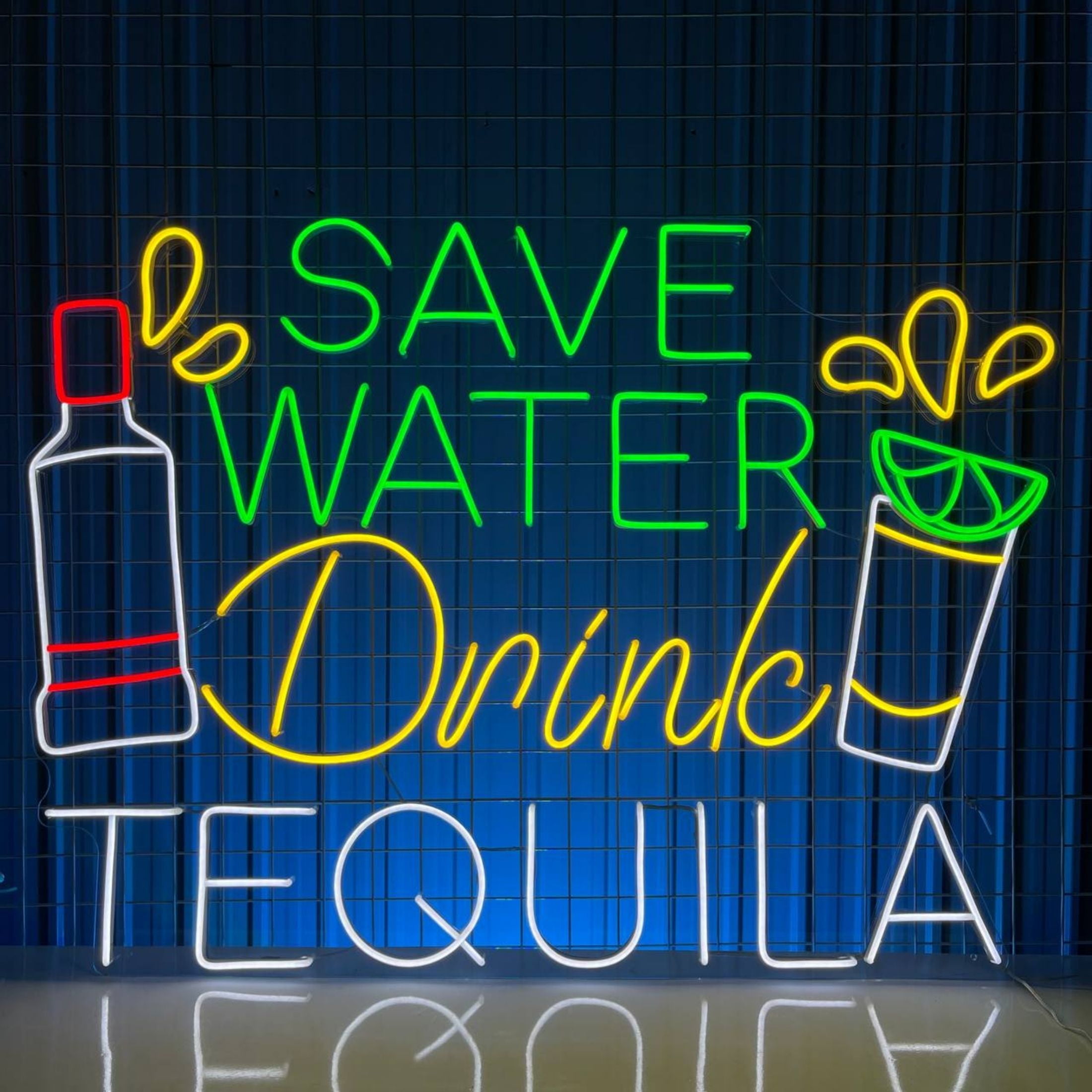 Handmadetneonsign Save Water Drink Tequila Neon Sign, Cocktail Tequila ...