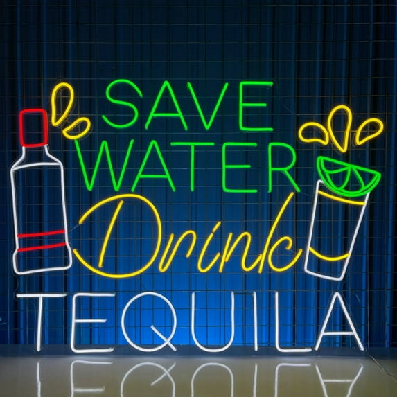 Handmadetneonsign Save Water Drink Tequila Neon Sign, Cocktail Tequila ...