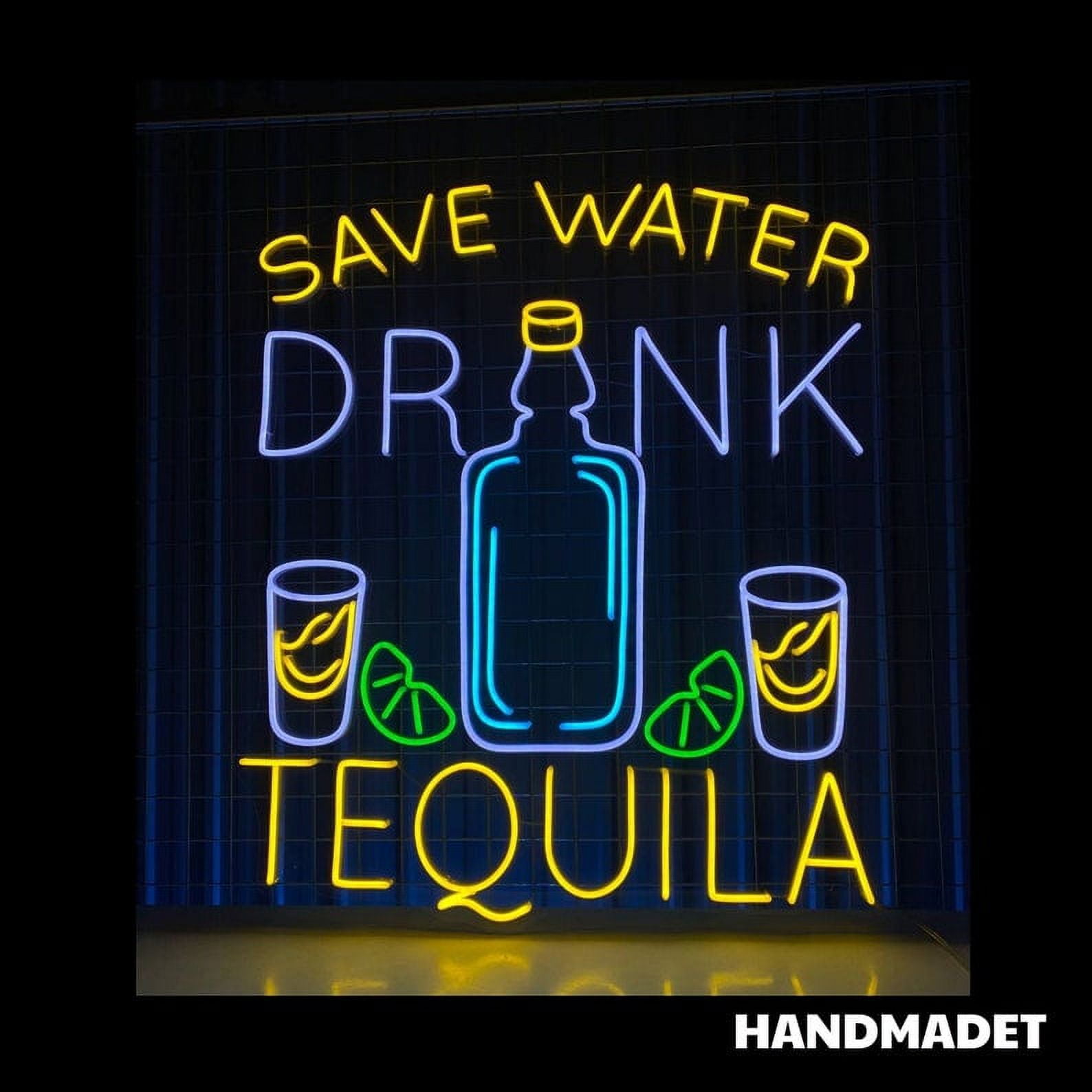 Handmadetneonsign Save Water Drink Tequila Neon Sign, Tequila Wall Art ...