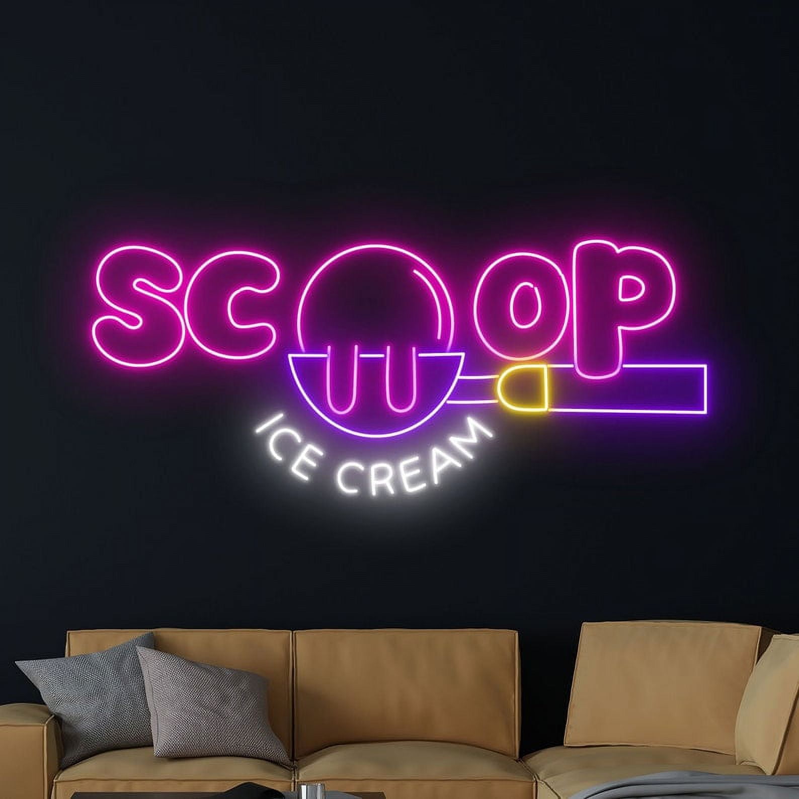 Handmadetneonsign Scoop Ice Cream Neon Sign, Ice Cream Scoop Wall Art ...