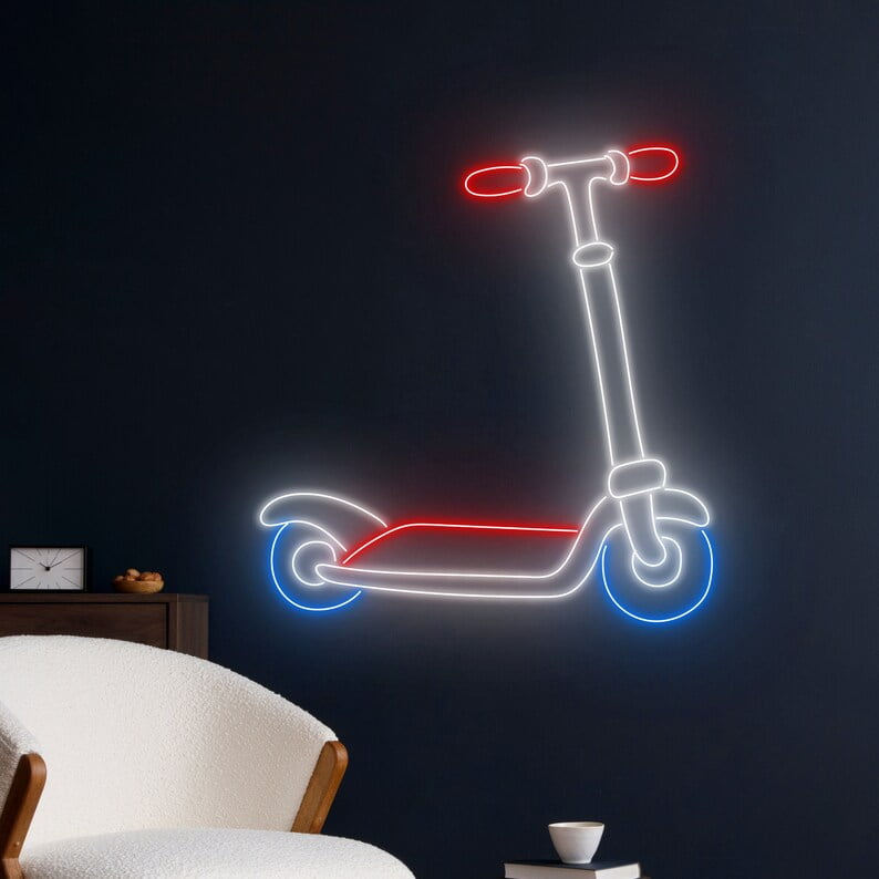 Handmadetneonsign Scooter Neon Sign, Scooter Sport Wall Art Decor, Cute ...